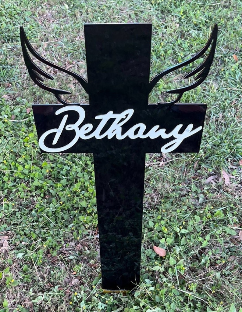 Memorial Marker, Metal Cross, Temporary Grave Marker, Personalized ...