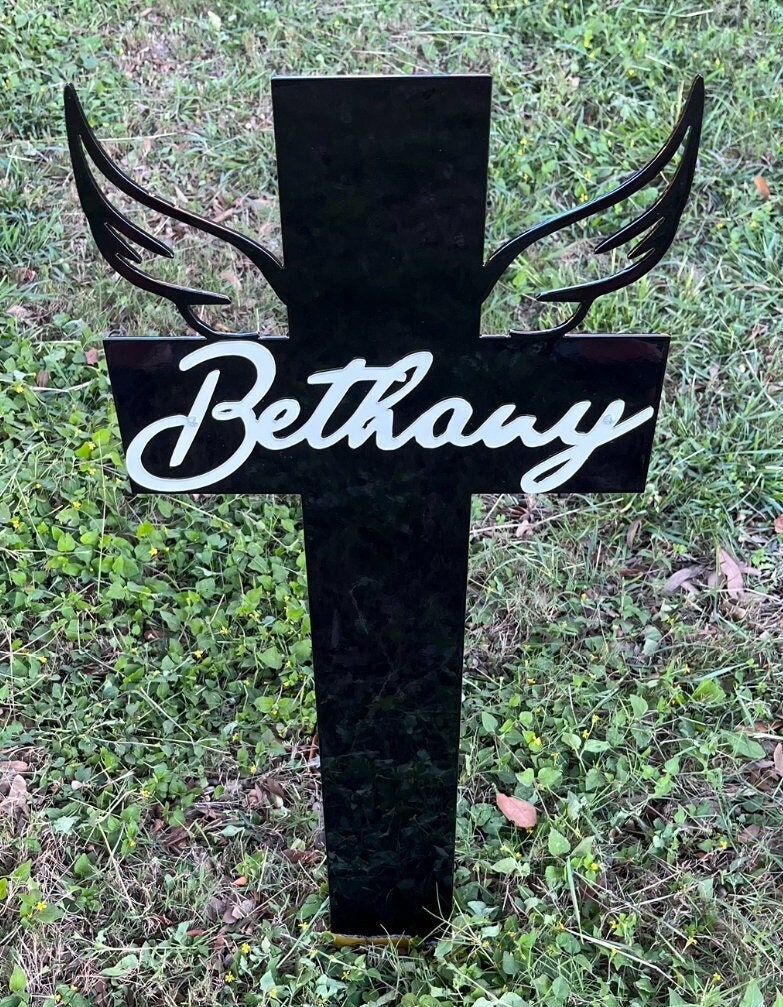 Memorial Marker, Metal Cross, Temporary Grave Marker, Personalized ...