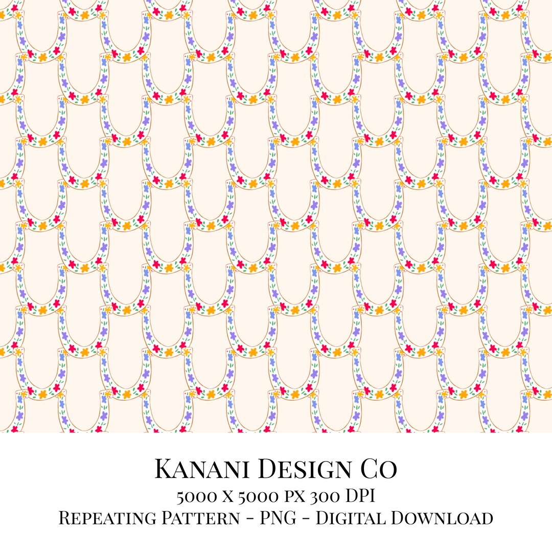 Girly Western Floral Seamless Pattern: Repeating Surface Design File - Etsy