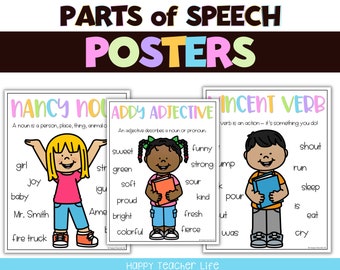 Parts of Speech Posters - Etsy