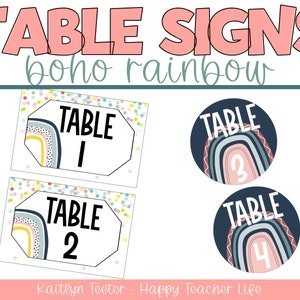 Modern Boho Rainbow EDITABLE Table Signs - Etsy