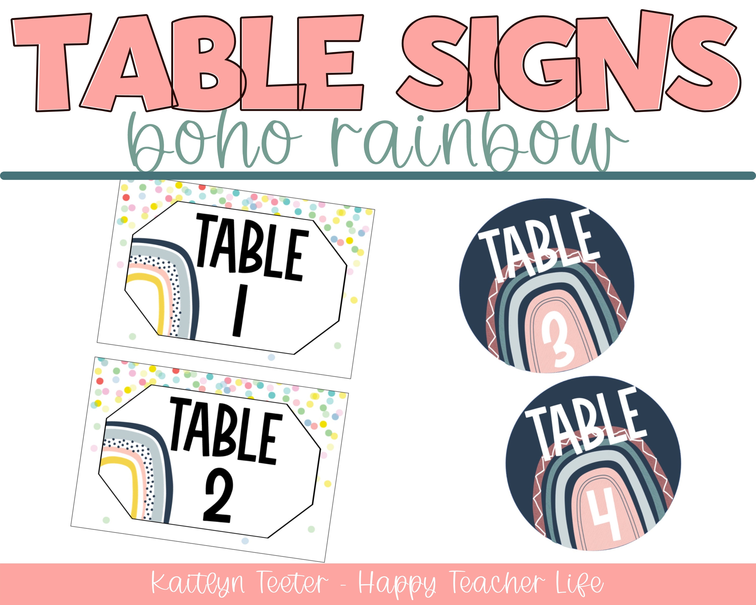 Modern Boho Rainbow EDITABLE Table Signs - Etsy