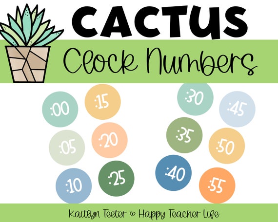 Cactus Plant Themed Clock Labels Classroom Decor | Etsy