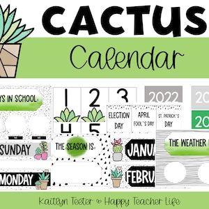 Cactus Plant Themed Classroom Decor Calendar and Weather | Classroom ...