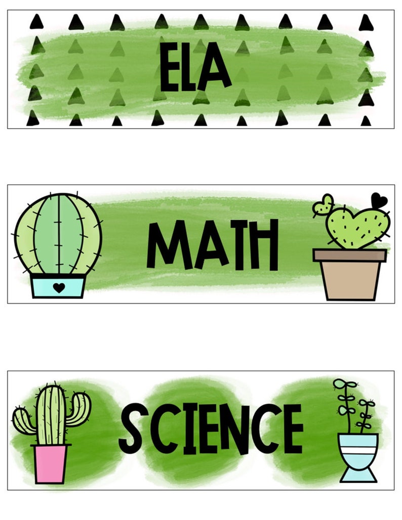 Cactus Plant Themed Editable Drawer Labels for the Classroom - Etsy