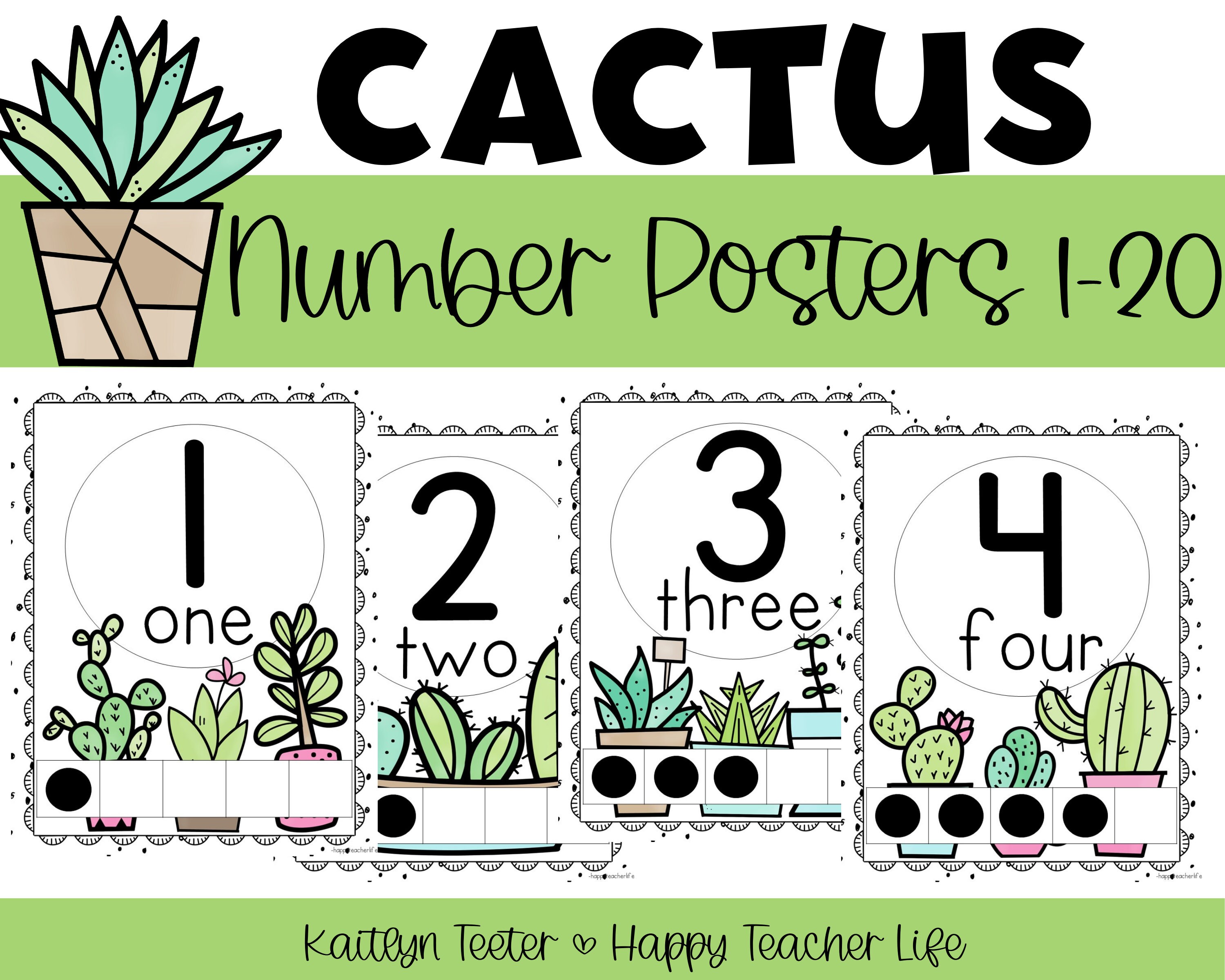 Cactus Plant Themed Number Posters | Classroom Decor | Number Signs - Etsy