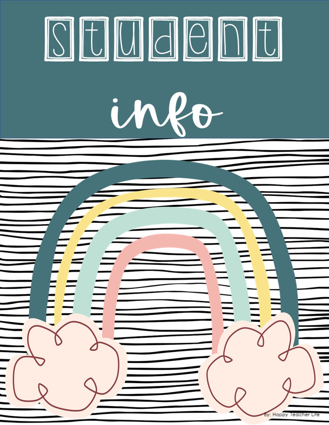 Boho Rainbow Editable Binder Covers With Spines - Etsy