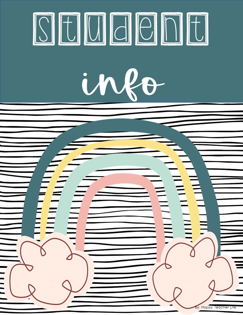 Boho Rainbow Editable Binder Covers With Spines - Etsy