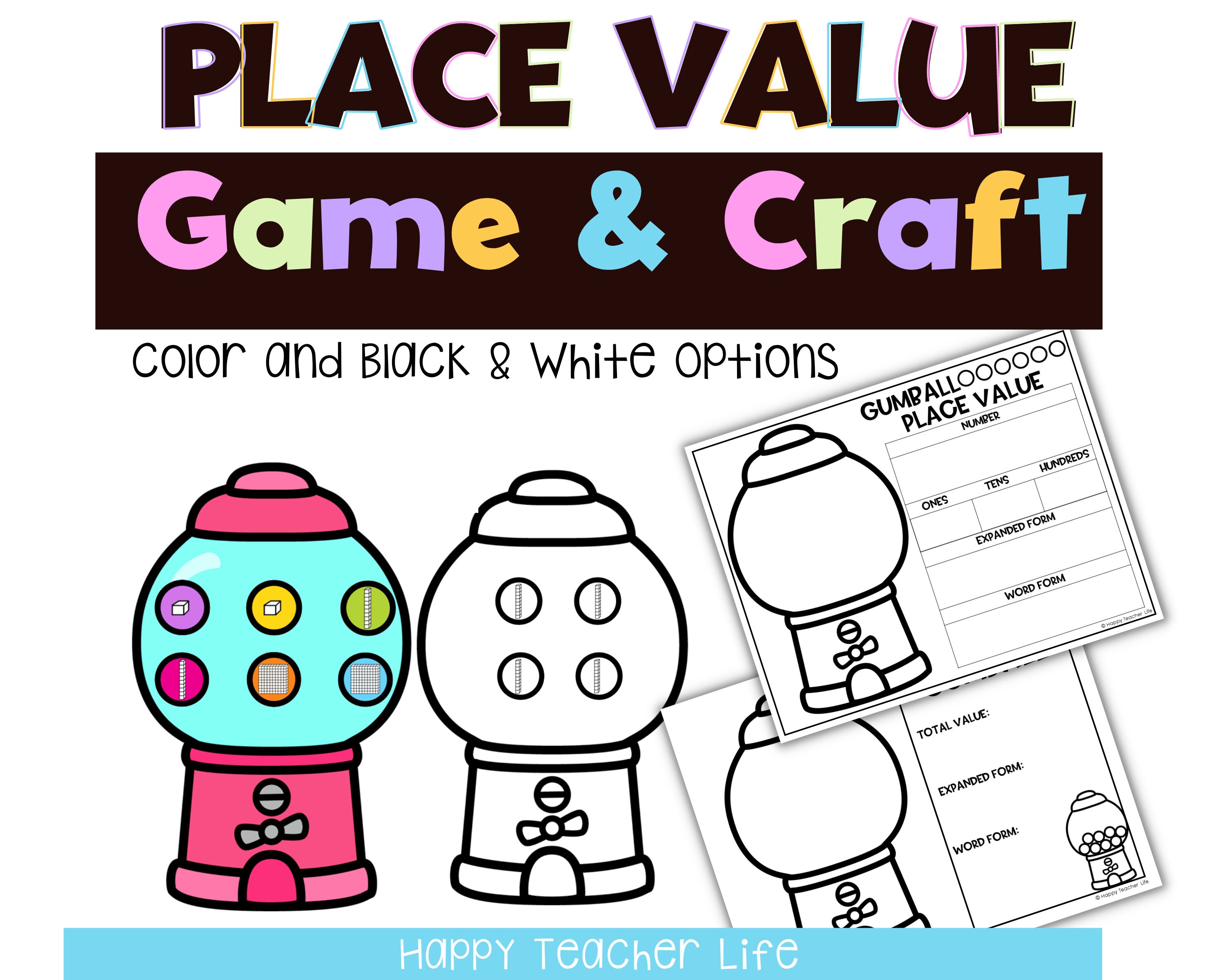 Place Value Math Game and Math Craft With Word Form, Expanded Form and ...