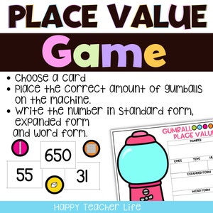 Place Value Math Game and Math Craft With Word Form, Expanded Form and ...