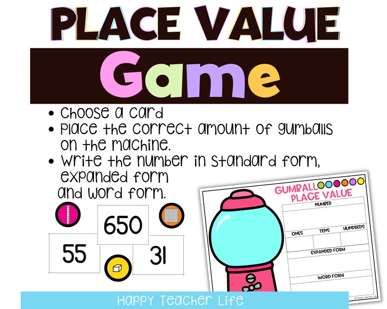 Place Value Math Game and Math Craft With Word Form, Expanded Form and ...