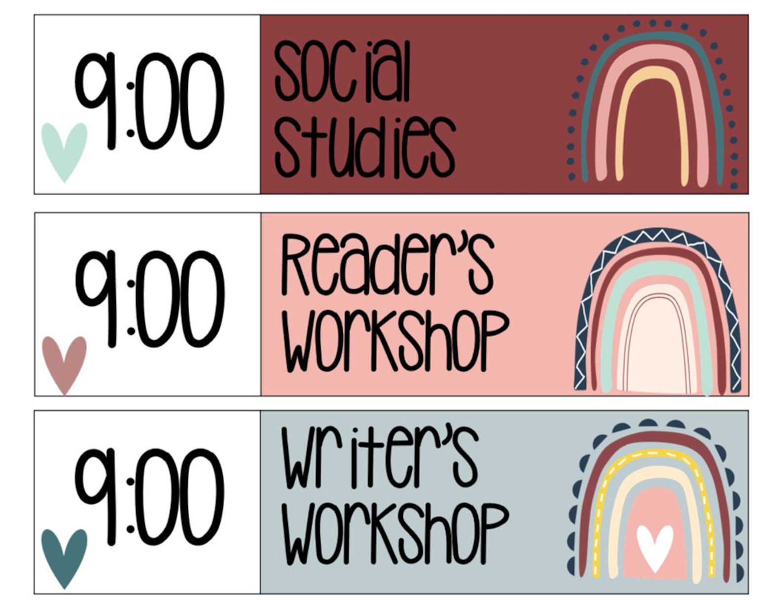 Boho Rainbow EDITABLE Schedule Cards | Rainbow Classroom Decor Theme ...