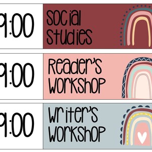 Boho Rainbow EDITABLE Schedule Cards | Rainbow Classroom Decor Theme ...