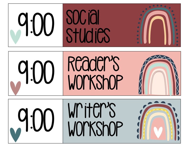 Boho Rainbow EDITABLE Schedule Cards | Rainbow Classroom Decor Theme ...