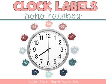 Bright Rainbow Boho Clock Labels - Etsy