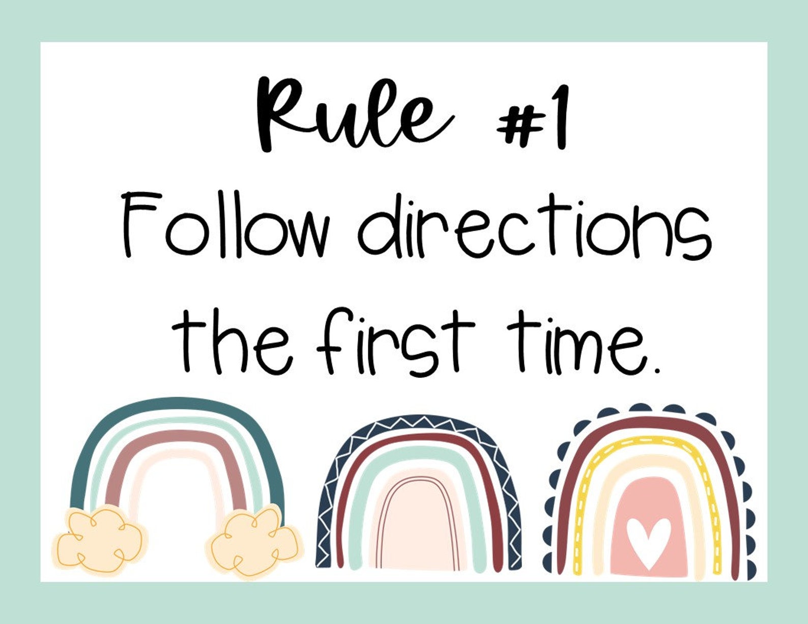 Boho Rainbow Editable Classroom Rules - Etsy