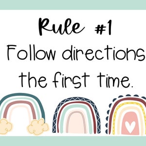 Boho Rainbow Editable Classroom Rules - Etsy