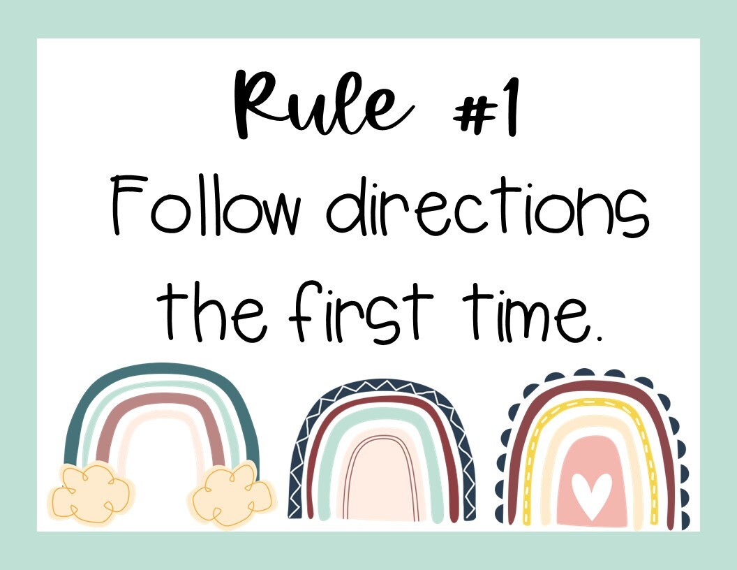 Boho Rainbow Editable Classroom Rules - Etsy