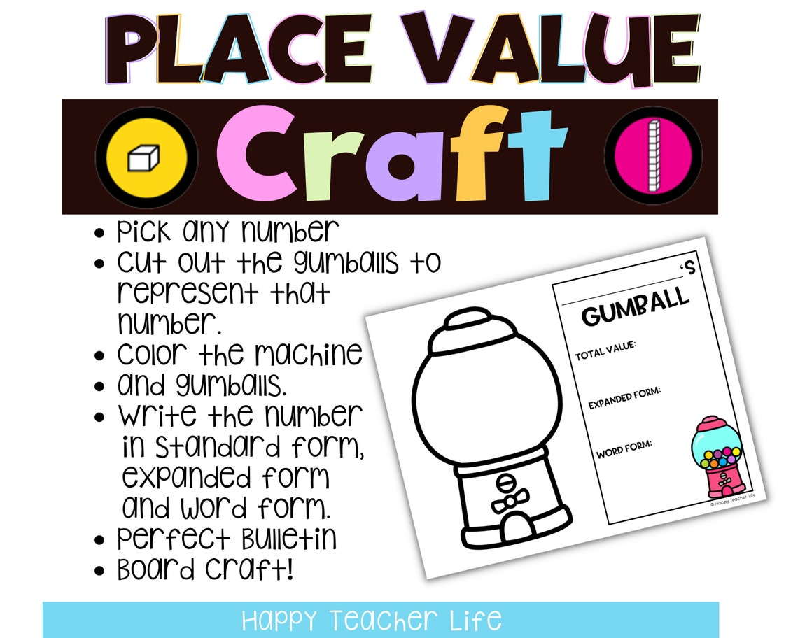 Place Value Math Game and Math Craft With Word Form, Expanded Form and ...