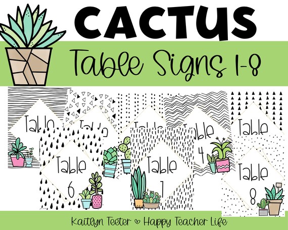 Cactus Plant Themed Classroom Decor Table Signs Classroom - Etsy