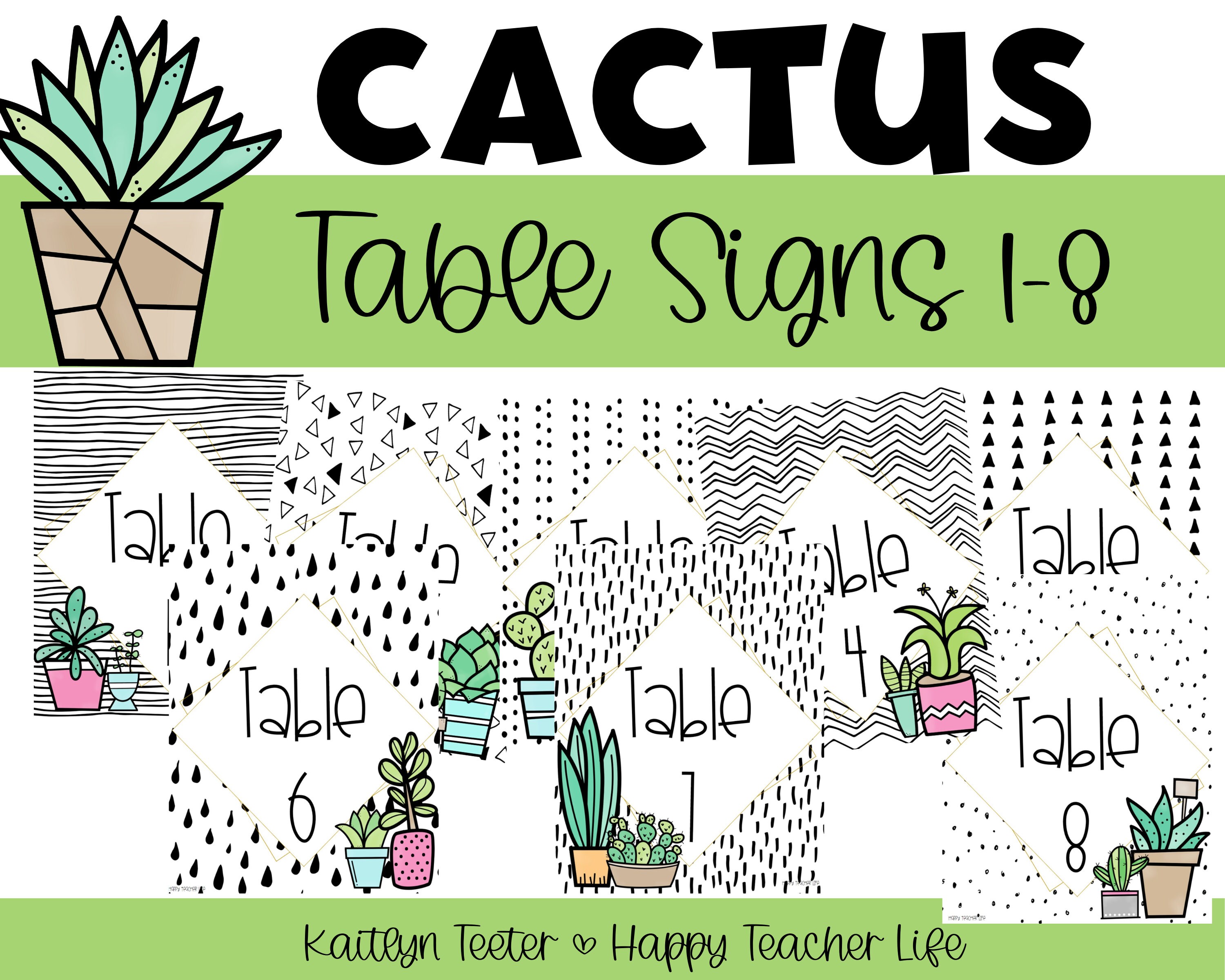Cactus Plant Themed Classroom Decor, Table Signs, Classroom Tables ...