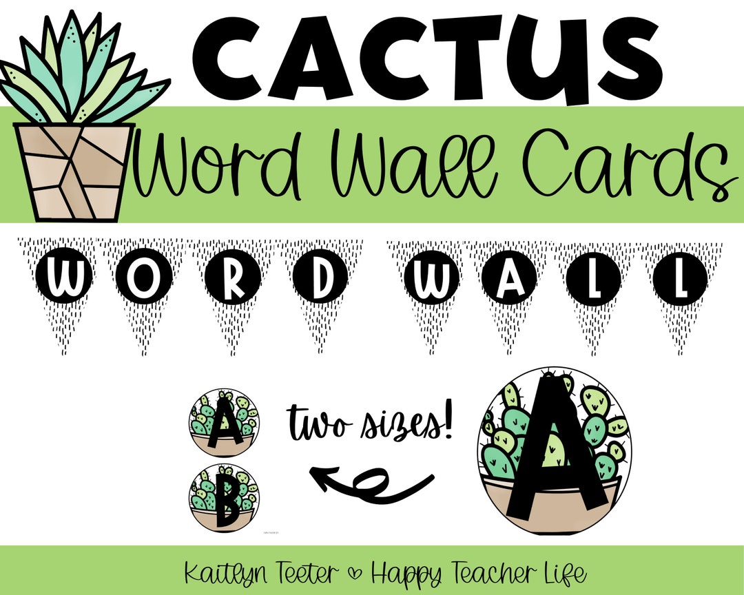 Cactus Plant Themed Classroom Decor Word Wall Headings, Word Wall Cards ...