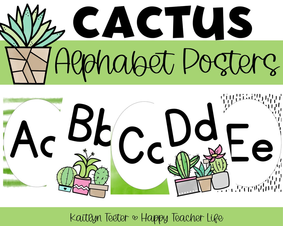 Cactus Plant Themed Alphabet Posters | Classroom Decor - Etsy