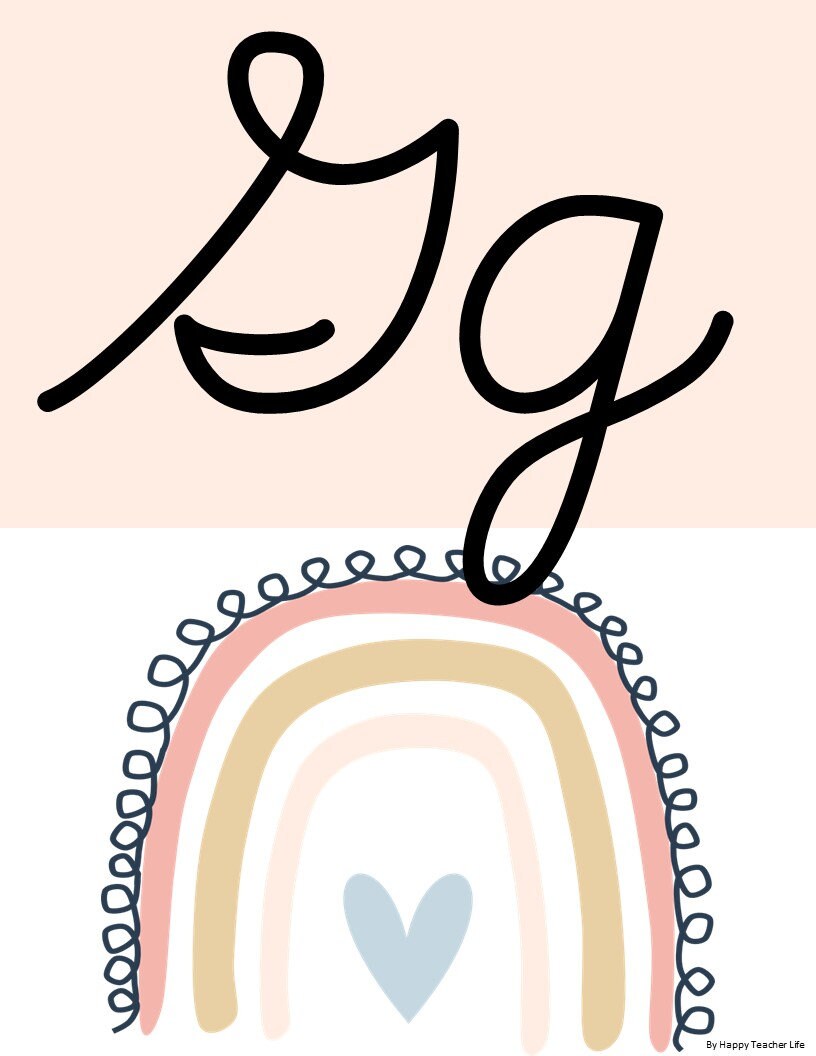 Modern Boho Rainbow Alphabet Signs - Print, Playful and Cursive Fonts ...