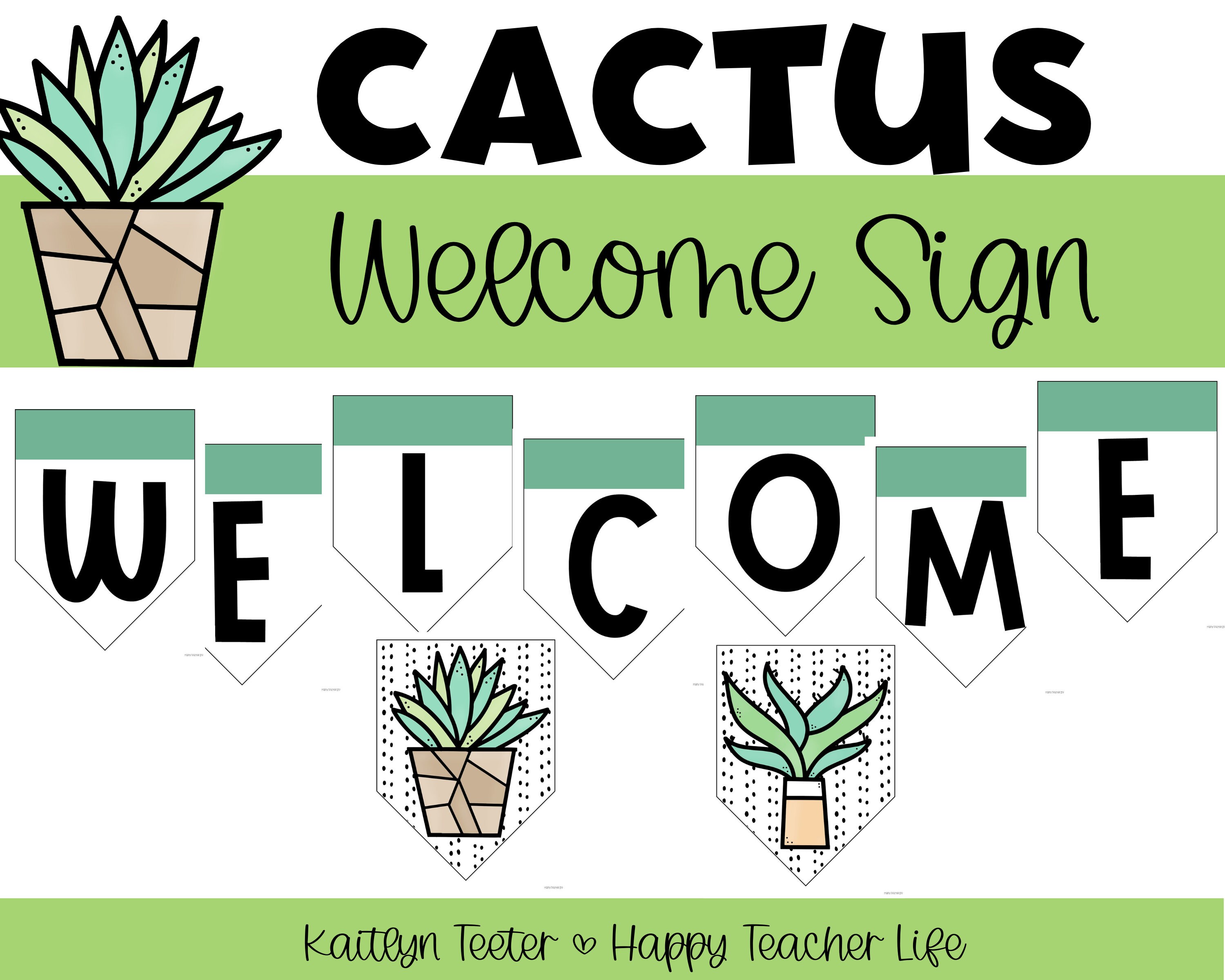 Cactus Plant Themed Classroom Decor Welcome Sign, Welcome Banner ...