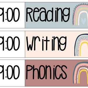 Boho Rainbow EDITABLE Schedule Cards | Rainbow Classroom Decor Theme ...