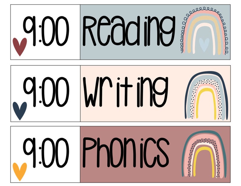 Boho Rainbow EDITABLE Schedule Cards | Rainbow Classroom Decor Theme ...