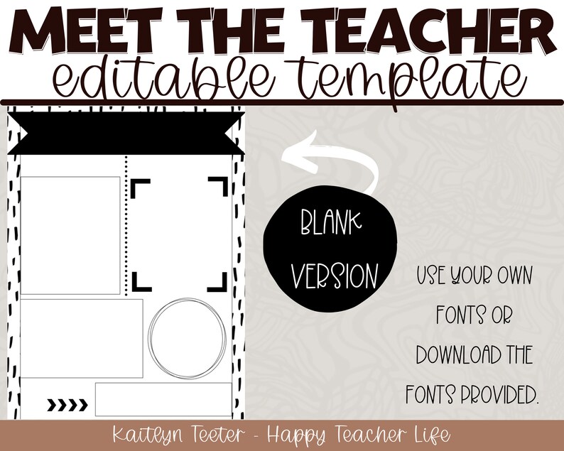 EDITABLE Modern Black and White Meet the Teacher Template | Back to ...