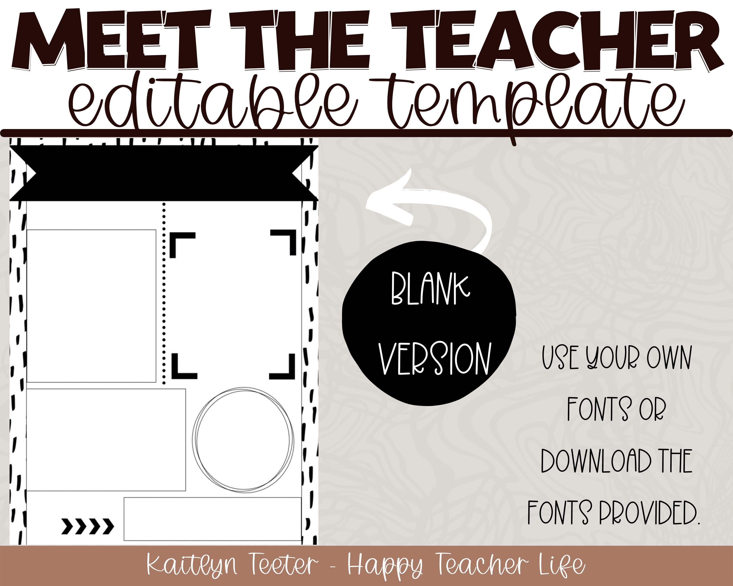 EDITABLE Modern Black and White Meet the Teacher Template | Back to ...