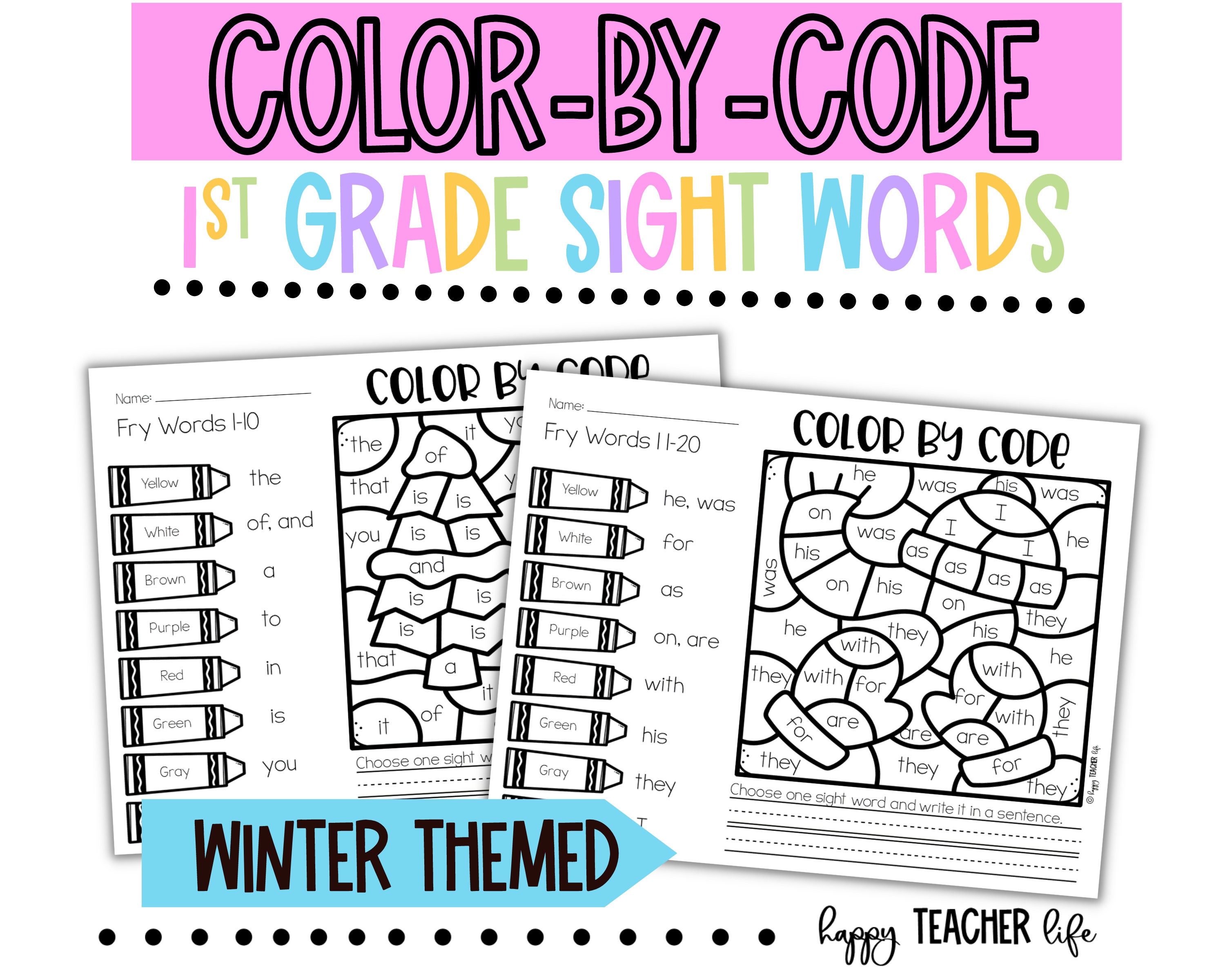 Sight Word Worksheets for Kindergarten First Grade and Second - Etsy
