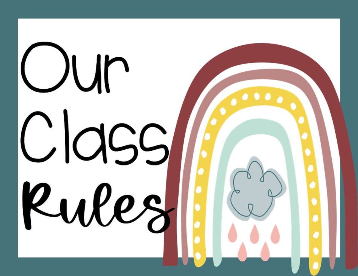 Boho Rainbow Editable Classroom Rules - Etsy