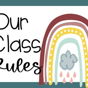 Boho Rainbow Editable Classroom Rules - Etsy