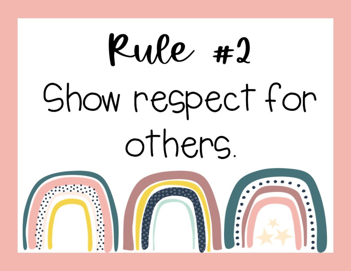 Boho Rainbow Editable Classroom Rules - Etsy