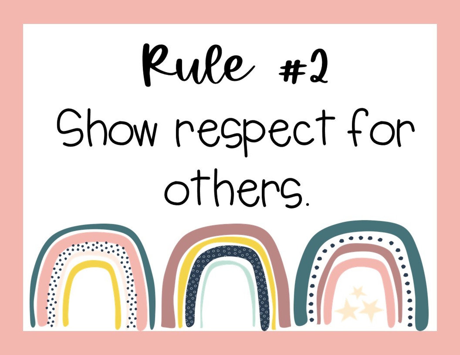 Boho Rainbow Editable Classroom Rules - Etsy