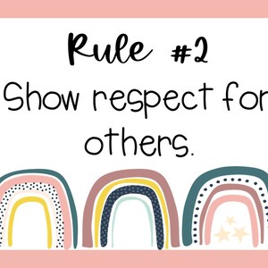 Boho Rainbow Editable Classroom Rules - Etsy
