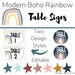 Modern Boho Rainbow EDITABLE Table Signs - Etsy