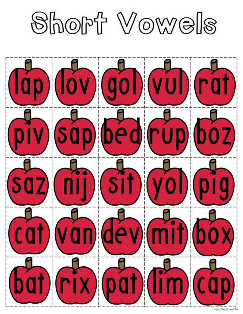 Phonics Word Sort With Short and Long Vowels for Nonsense Words ...