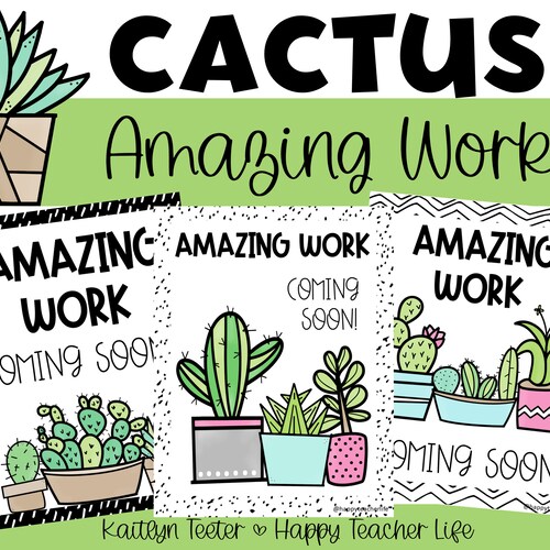 Cactus Plant Themed Amazing Work Sign Classroom Decor - Etsy