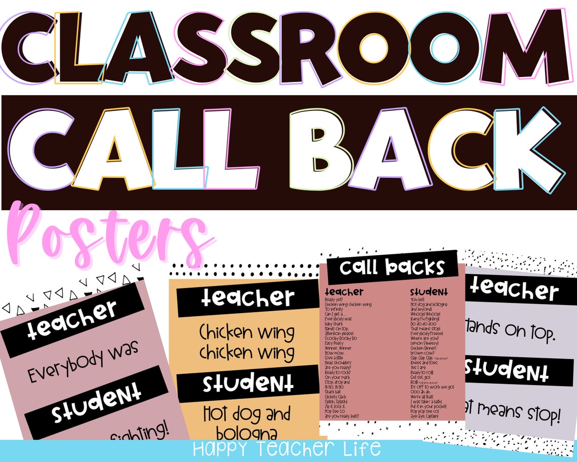 Classroom Call Backs | Call and Response | Attention Getters - Etsy