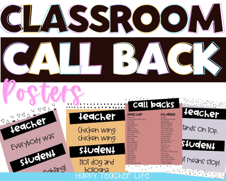 Classroom Call Backs | Call and Response | Attention Getters - Etsy