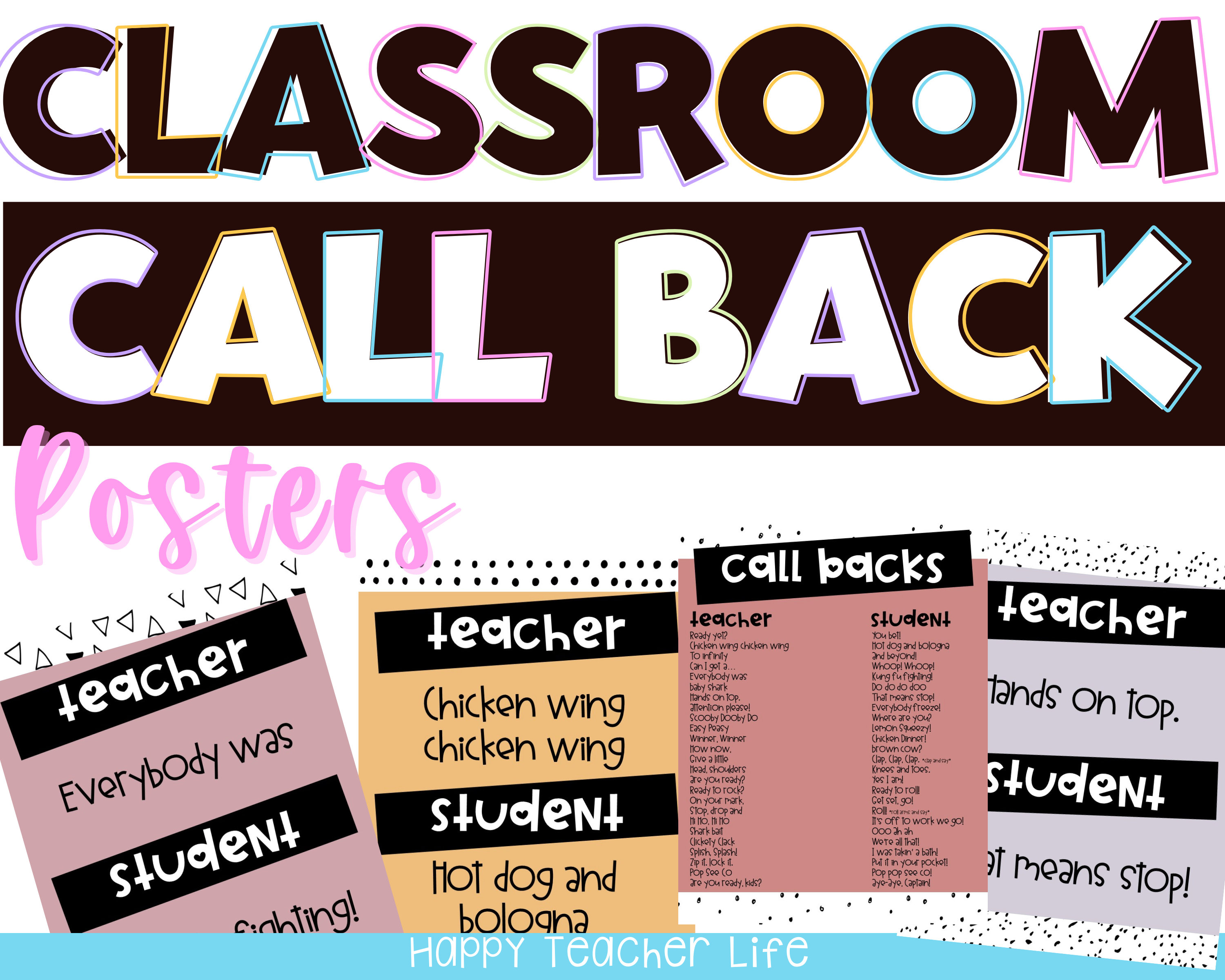 Classroom Call Backs | Call and Response | Attention Getters - Etsy