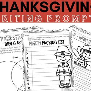 Thanksgiving Writing Prompts With Graphic Organizers and ELA Activities ...