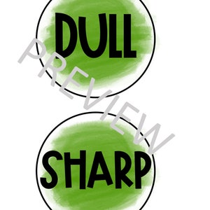 Cactus Plant Themed Pencil Bin Labels, Sharp and Dull Pencils, Pencil ...