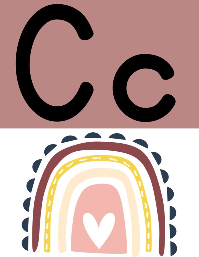 Modern Boho Rainbow Alphabet Signs - Print, Playful and Cursive Fonts ...