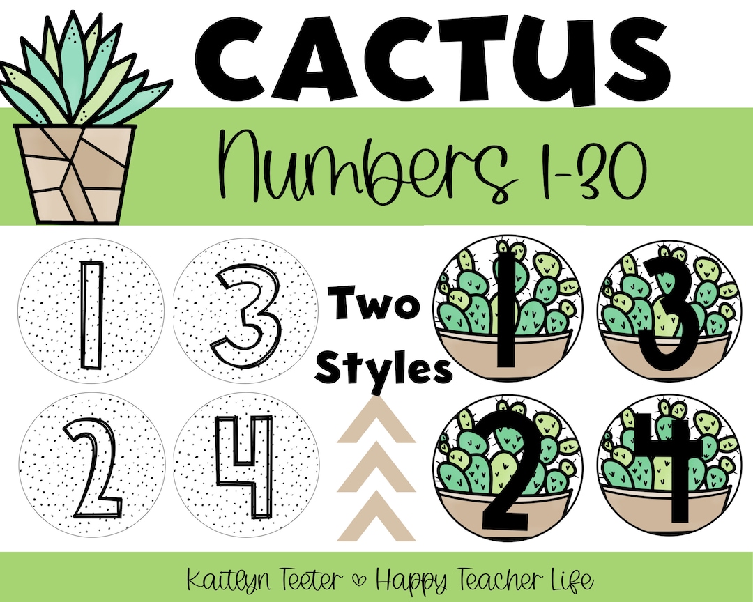Cactus Plant Themed Student Numbers 1-30 - Etsy