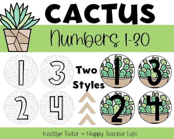 Cactus Plant Themed Student Numbers 1-30 - Etsy